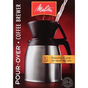 melitta pour-over coffee brewer & stainless steel carafe set with coffee filters, 60 ounce set