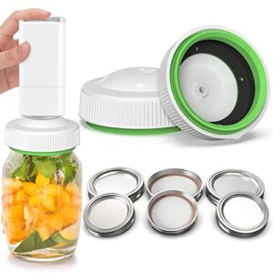 hurrikane mason jar vacuum sealer kit, jar sealer for food storage with mason jar kit and electric vacuum pump, compatible with foodsaver vacuum sealer machine, suitable for regular and wide mouth mason jars