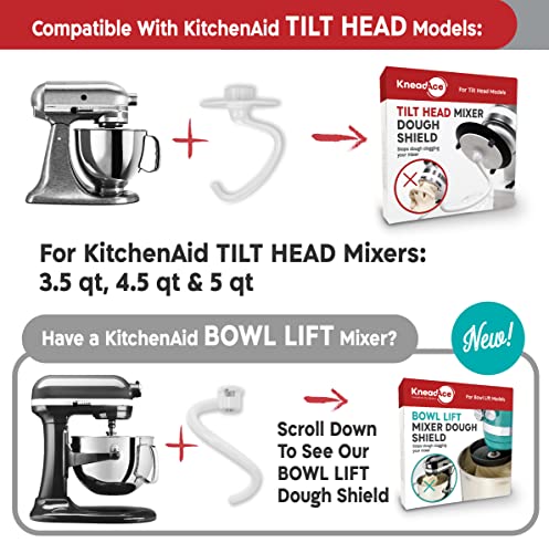 KneadAce Dough Hook Shield For Kitchen Aid - Prevents Your Dough from Climbing Up and Clogging Up Your Mixer – Mess Free Mixer Accessory Compatible With KitchenAid C Shape Dough Hooks (Dark Grey)