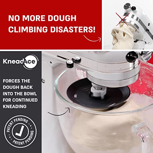 KneadAce Dough Hook Shield For Kitchen Aid - Prevents Your Dough from Climbing Up and Clogging Up Your Mixer – Mess Free Mixer Accessory Compatible With KitchenAid C Shape Dough Hooks (Dark Grey)