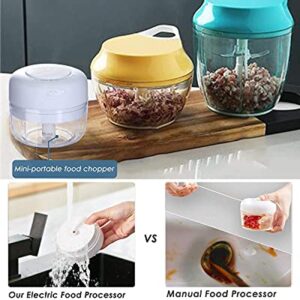 AYOTEE Cordless Portable Mini Food Chopper, Small Electric Food Processor For Garlic Veggie, Dicing, Mincing & Puree , 100ml, Baby Food Maker, White