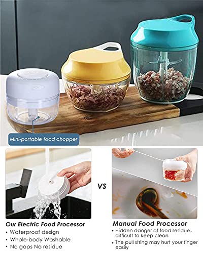 AYOTEE Cordless Portable Mini Food Chopper, Small Electric Food Processor For Garlic Veggie, Dicing, Mincing & Puree , 100ml, Baby Food Maker, White