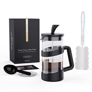 rainbean mini french press coffee maker 12 oz, heat cold coffee brewer camping coffee press pot, small french press and coffee presses 350 ml, tea and frothed milk press (black, 12 oz)