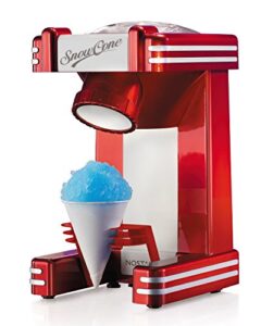 nostalgia retro table-top snow cone maker, vintage shaved ice machine includes 1 reusable plastic cup, retro red