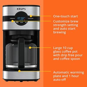 KRUPS Simply Brew Digital Drip Coffee Maker, 10 cups, Black & Stainless Steel