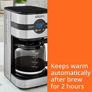 KRUPS Simply Brew Digital Drip Coffee Maker, 10 cups, Black & Stainless Steel