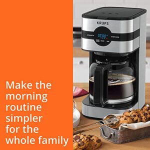 KRUPS Simply Brew Digital Drip Coffee Maker, 10 cups, Black & Stainless Steel