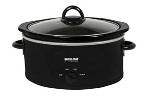 better chef oval slow cooker | 3-quart | 3-tempature settings | side handles | glass lid | enamel stoneware insert (black)