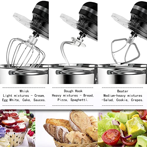 Aucma Stand Mixer,6.5-QT 660W 6-Speed Tilt-Head Food Mixer, Kitchen Electric Mixer with Dough Hook, Wire Whip & Beater (6.5QT, Black)