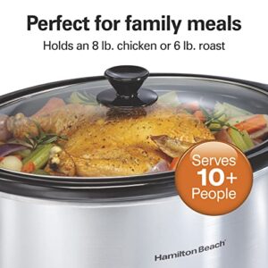 Hamilton Beach 8 Quart Programmable Slow Cooker with Three Temperature Settings, Dishwasher Safe Crock and Lid, Silver (33480)