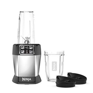 ninja bl480d nutri personal countertop blender, auto-iq technology, 1000-watts, for frozen drinks, smoothies, sauces & more, with 18-oz. & 24-oz. to-go cups & spout lids, black/silver