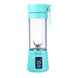 portable blender, solucky personal size blender, 380 ml mini juicer cup, household fruit mixer, small blender for shakes and smoothies, usb rechargeable with 6 blade, ideal for travel, home and office