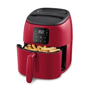 dash tasti-crisp™ digital air fryer with aircrisp technology, custom presets, temperature control, and auto shut off feature, 2.6 quart – red