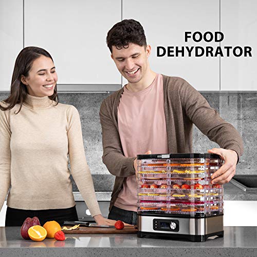 VIVOHOME Electric 400W 8 Trays Food Dehydrator Machine with Digital Timer and Temperature Control for Fruit Vegetable Meat Beef Jerky Maker BPA Free