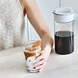 Amazonned Cold Brew Maker – Simple Cold Brew Iced Coffee Maker for Home Use – Minimalist Cold Coffee Maker with Pitcher, Airtight Lid, Non-Slip Silicone Handle – Non-BPA Plastic – 1 Quart