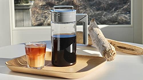 Amazonned Cold Brew Maker – Simple Cold Brew Iced Coffee Maker for Home Use – Minimalist Cold Coffee Maker with Pitcher, Airtight Lid, Non-Slip Silicone Handle – Non-BPA Plastic – 1 Quart