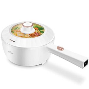 bear 2l electric hot pot, non-stick saut pan, 1000w rapid noodles cooker for steak, egg, fried rice, ramen, oatmeal, soup with power adiustable