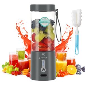 powerful portable blender for shakes and smoothies, cokunst 18 oz personal size blender with rechargeable type-c and 6 blades, fruit veggie juicer mini portable blender cup for travel sports kitchen