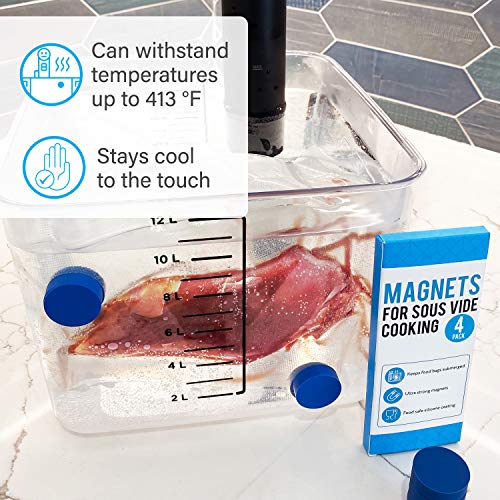 [4 pack] Sous Vide Magnets to Keep Bags Submerged and In Place - Sous Vide Accessories to Stop Floating Bags and Undercooking - Great Alternative to Sous Vide Weights, Balls, Clips, and Racks