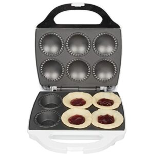 Mini Pie and Quiche Maker for Easter Baking - Nonstick Baker Cooks 6 Small Quiches or Pies in Minutes- Dough Cutting Circle Easy Dough Measurement- Better than Pie Tins, Pans, Holiday Desserts Cooking