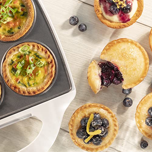 Mini Pie and Quiche Maker for Easter Baking - Nonstick Baker Cooks 6 Small Quiches or Pies in Minutes- Dough Cutting Circle Easy Dough Measurement- Better than Pie Tins, Pans, Holiday Desserts Cooking