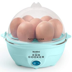 nostalgia retro electric large hard-boiled egg cooker, 7 capacity, poached, scrambled, omelets, whites, sandwiches, for keto & low-carb diets, aqua