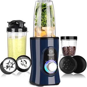 personal bullet blender for shakes and smoothies, genteen 650w smoothie blender & single serve blender for protein shakes | 12 pcs personal blender with 3 speeds,24+17+10 oz travel bottles bpa free (blue)