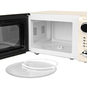 Nostalgia Retro Compact Countertop Microwave Oven 0.7 Cu. Ft. 700-Watts with LED Digital Display, Child Lock, Easy Clean Interior, Cream