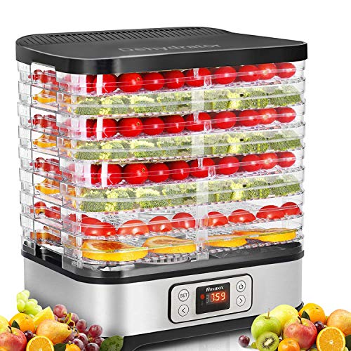 Homdox 8 Trays Food Dehydrator Machine with Fruit Roll Sheet, Digital Timer and Temperature Control, Dehydrators for Food and Jerky, Meat, Fruit, Vegetable, Herbs, BPA Free/400 Watt/Updated