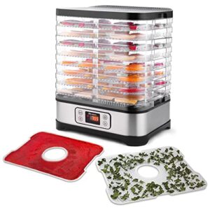 Homdox 8 Trays Food Dehydrator Machine with Fruit Roll Sheet, Digital Timer and Temperature Control, Dehydrators for Food and Jerky, Meat, Fruit, Vegetable, Herbs, BPA Free/400 Watt/Updated