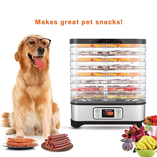 Homdox 8 Trays Food Dehydrator Machine with Fruit Roll Sheet, Digital Timer and Temperature Control, Dehydrators for Food and Jerky, Meat, Fruit, Vegetable, Herbs, BPA Free/400 Watt/Updated