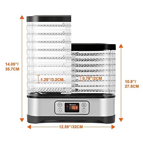 Homdox 8 Trays Food Dehydrator Machine with Fruit Roll Sheet, Digital Timer and Temperature Control, Dehydrators for Food and Jerky, Meat, Fruit, Vegetable, Herbs, BPA Free/400 Watt/Updated