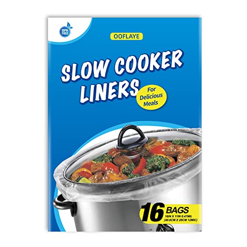 16 Counts Slow Cooker Liners Small Size( 11 x 16 Inch) Kitchen Disposable Cooking Bags Fits 1 to 3 Quarts Safe for Oval or Round Pot (16)