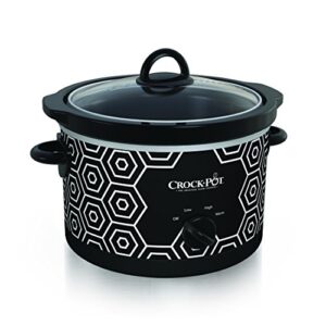 crockpot round slow cooker, 4.5 quart, black & white pattern (scr450-hx)