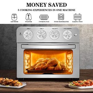 Geek Chef Air Fryer, 6 Slice 24QT Air Fryer Toaster Oven Combo, Air Fryer Oven, , Roast, Bake, Broil, Reheat, Fry Oil-Free, Extra Large Convection Countertop Oven, Accessories Included, Stainless Steel, ETL Listed, 1700W