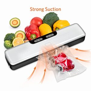 BEYUAM Vacuum Sealer, Food Saver Vacuum Sealer Machine with Auto&Manual Options for Food Storage, 5 in1 Food Vacuum Sealer with Dry&Moist Modes, LED Indicator Lights, Compact Design, Includes 15PCS Vacuum Seal Bags,1 Air Suction Hose, 1Cutter …