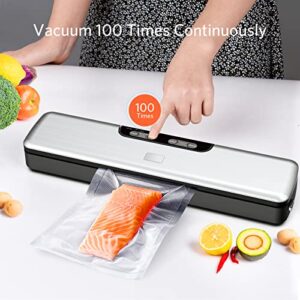 BEYUAM Vacuum Sealer, Food Saver Vacuum Sealer Machine with Auto&Manual Options for Food Storage, 5 in1 Food Vacuum Sealer with Dry&Moist Modes, LED Indicator Lights, Compact Design, Includes 15PCS Vacuum Seal Bags,1 Air Suction Hose, 1Cutter …