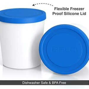 BALCI - Premium Ice Cream Containers (2 Pack - 1 Quart Each) Perfect Freezer Storage Tubs with Lids for Ice Cream, Sorbet and Gelato! - Blue