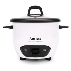 aroma housewares 6-cup (cooked) (3-cup uncooked) pot-style rice cooker (arc-743g) , white