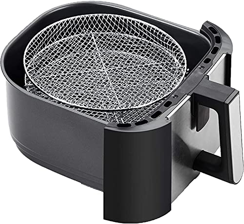 GoWISE USA 7-Quart Air Fryer & Dehydrator - with Ergonomic Touchscreen Display with Stackable Dehydrating Racks with Preheat & Broil Functions + 100 Recipes (Black/Stainless Steel)