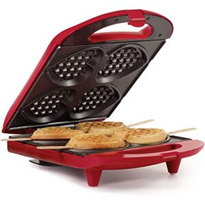 holstein housewares – non-stick heart waffle maker, red – makes 4 heart-shaped waffles in minutes