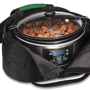 Hamilton Beach Portable Slow Cooker Travel Bag, Insulated Carrier Case for 4, 5, 6, 7 & 8 Quart Crock, Internal Mesh Net Holds Pot in Place, Compatible with Other Brands, Black (33002)