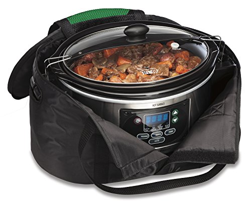 Hamilton Beach Portable Slow Cooker Travel Bag, Insulated Carrier Case for 4, 5, 6, 7 & 8 Quart Crock, Internal Mesh Net Holds Pot in Place, Compatible with Other Brands, Black (33002)