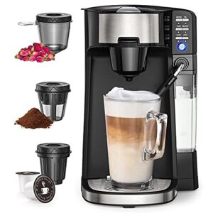 boly 6-in-1 coffee maker with auto milk frother, single serve coffee, tea, latte and cappuccino machine, compatible with capsule & ground coffee, compact coffee maker