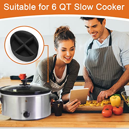 Slow Cooker Divider, Silicone Slow Cooker Liner BPA Free, Dishwasher Safe Fit 6QT (4 Count, Black)