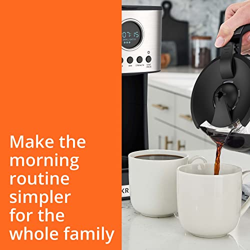 KRUPS Essential 12 Cup Drip Coffee Maker, Digital Programmable Brewer with Auto-Start & Keep Warm