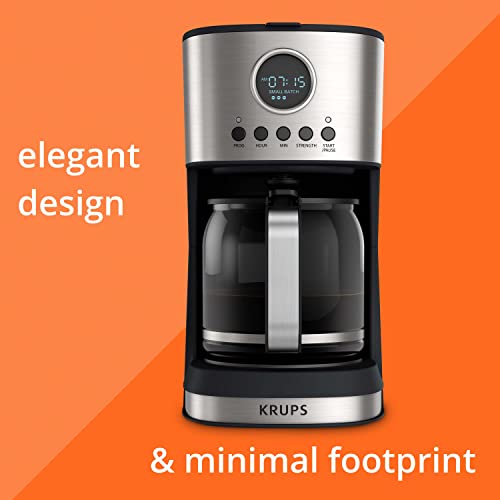 KRUPS Essential 12 Cup Drip Coffee Maker, Digital Programmable Brewer with Auto-Start & Keep Warm