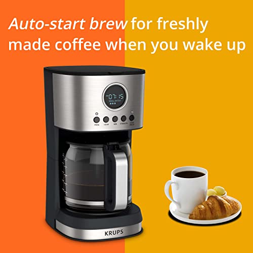 KRUPS Essential 12 Cup Drip Coffee Maker, Digital Programmable Brewer with Auto-Start & Keep Warm