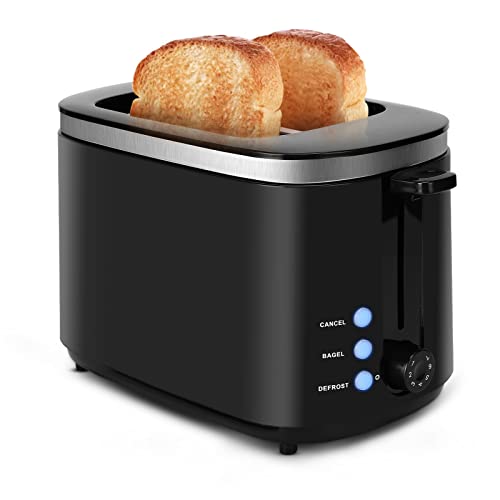 Toaster 2 Slice Best Rated Prime Stainless Steel 2 Slice Toasters Extra Wide Slot Toasters 7 Shade Settings Defrost/Begal/Cancel with Removable Crumb Tray for Bread, Waffles, Small Retro Evenly Quickly Toaster