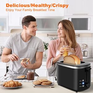 Toaster 2 Slice Best Rated Prime Stainless Steel 2 Slice Toasters Extra Wide Slot Toasters 7 Shade Settings Defrost/Begal/Cancel with Removable Crumb Tray for Bread, Waffles, Small Retro Evenly Quickly Toaster